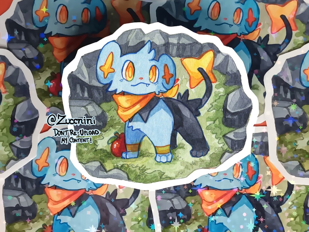 PMD Shinx Holographic 2.5 X 3.2in Sticker - Watercolor Style Sticker ...