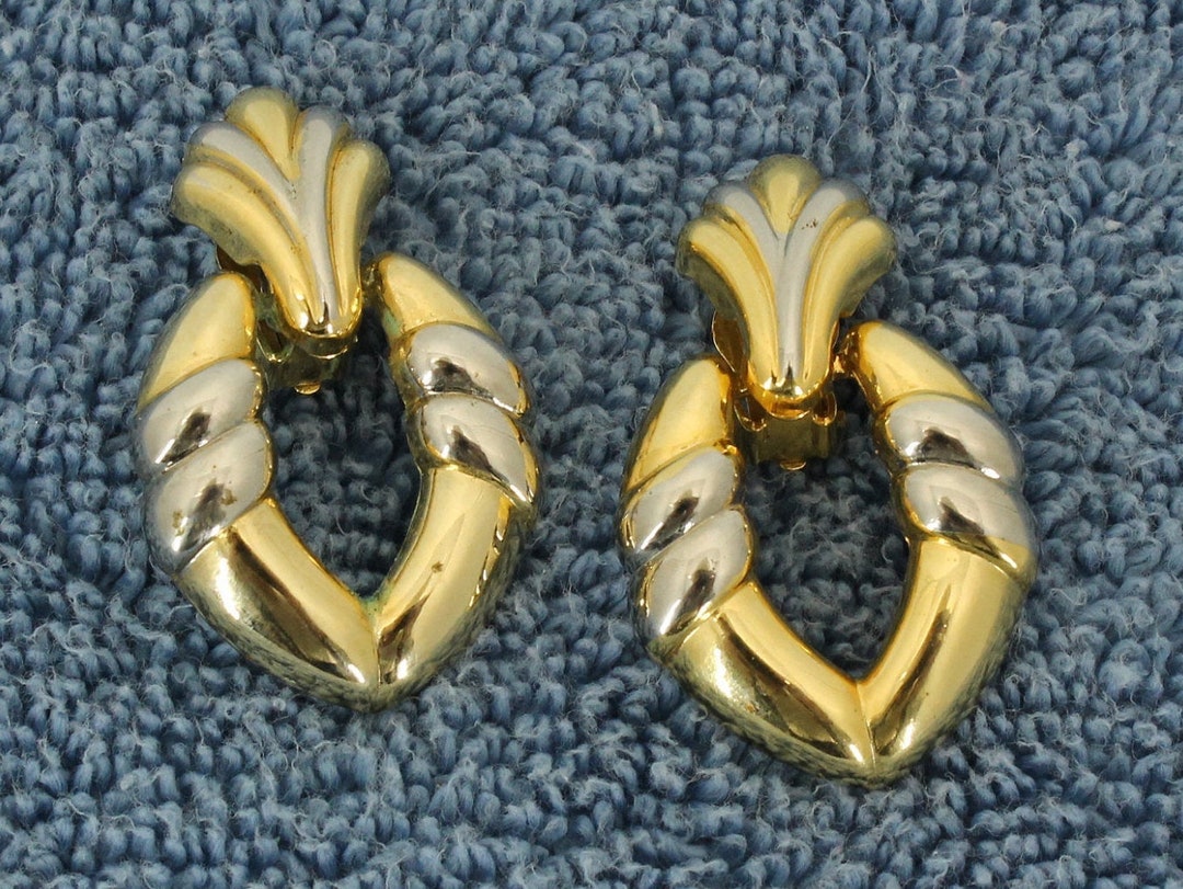 Vintage Clamp on Style Earrings. Deco Style Gold and Silver - Etsy