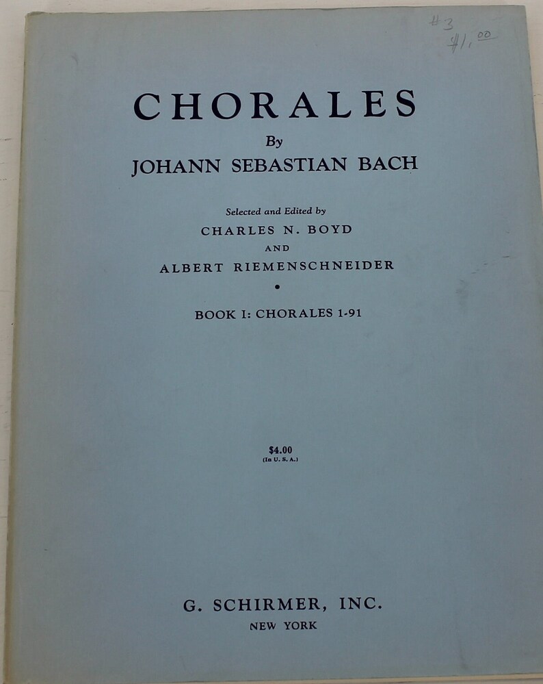 Chorales by Johann Sebastian Bach Sheet Music Book 1 Chorales 1-91 1939 ...