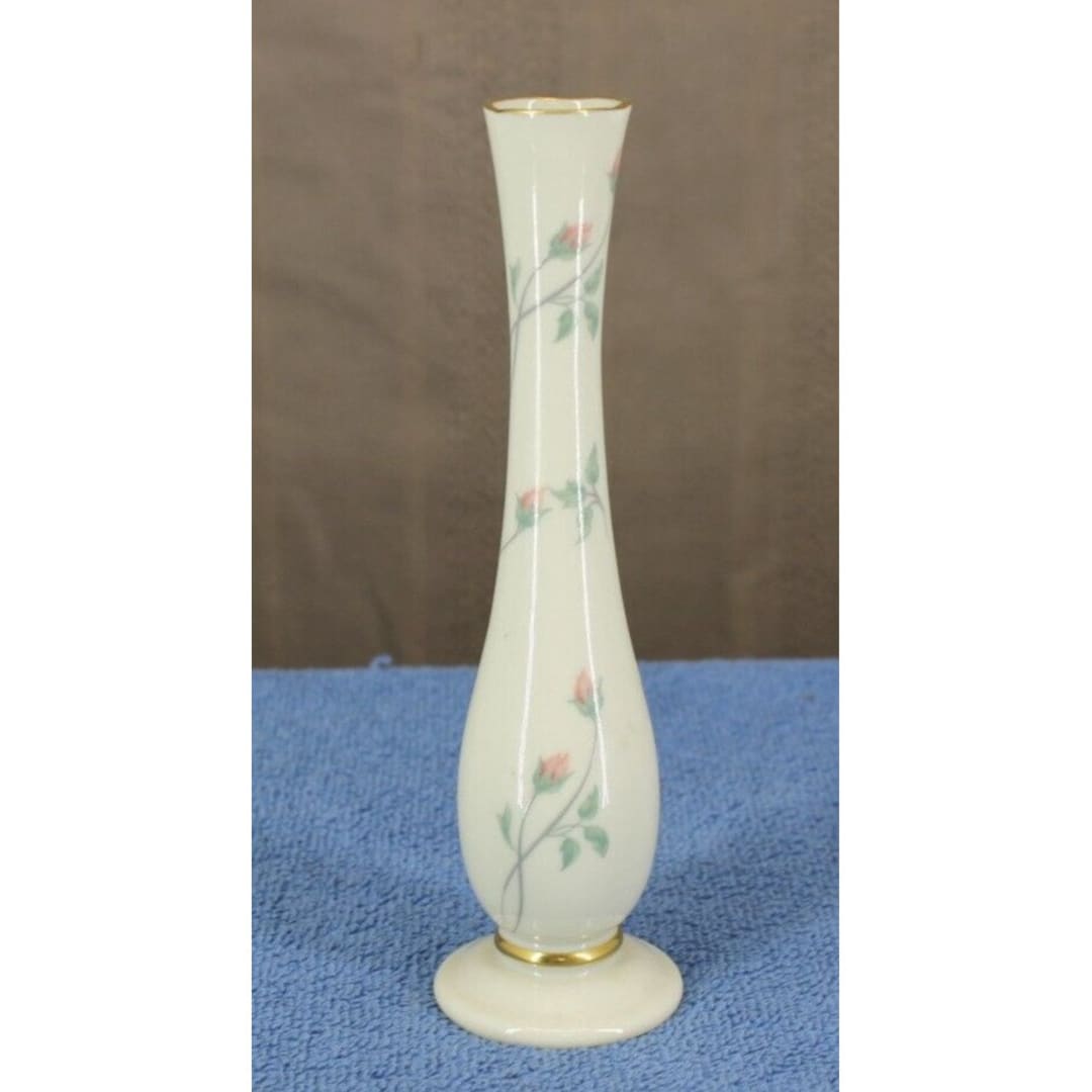 Lenox Rose Manor 8" Bud Vase Gold Trim USA - Etsy