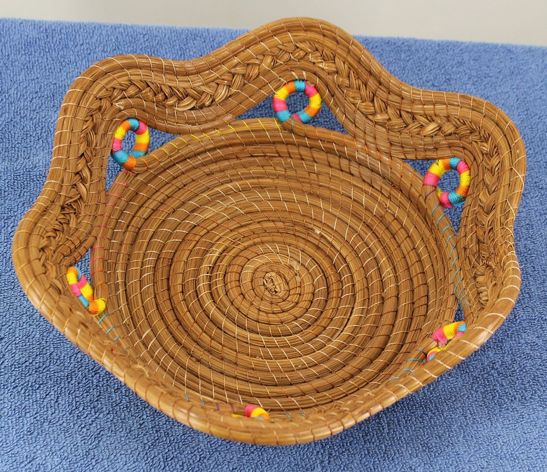 Woven Basket With Rainbow Colors Handmade Very Tightly Woven Various ...