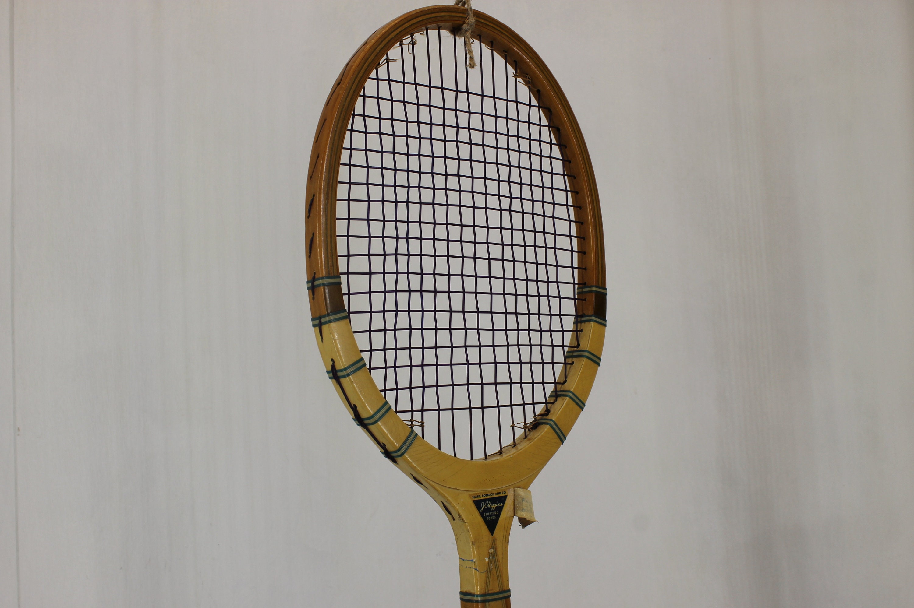 JC Higgins Tennis Racket for Sears Roebuck Wood Blue Ribbon Model With ...