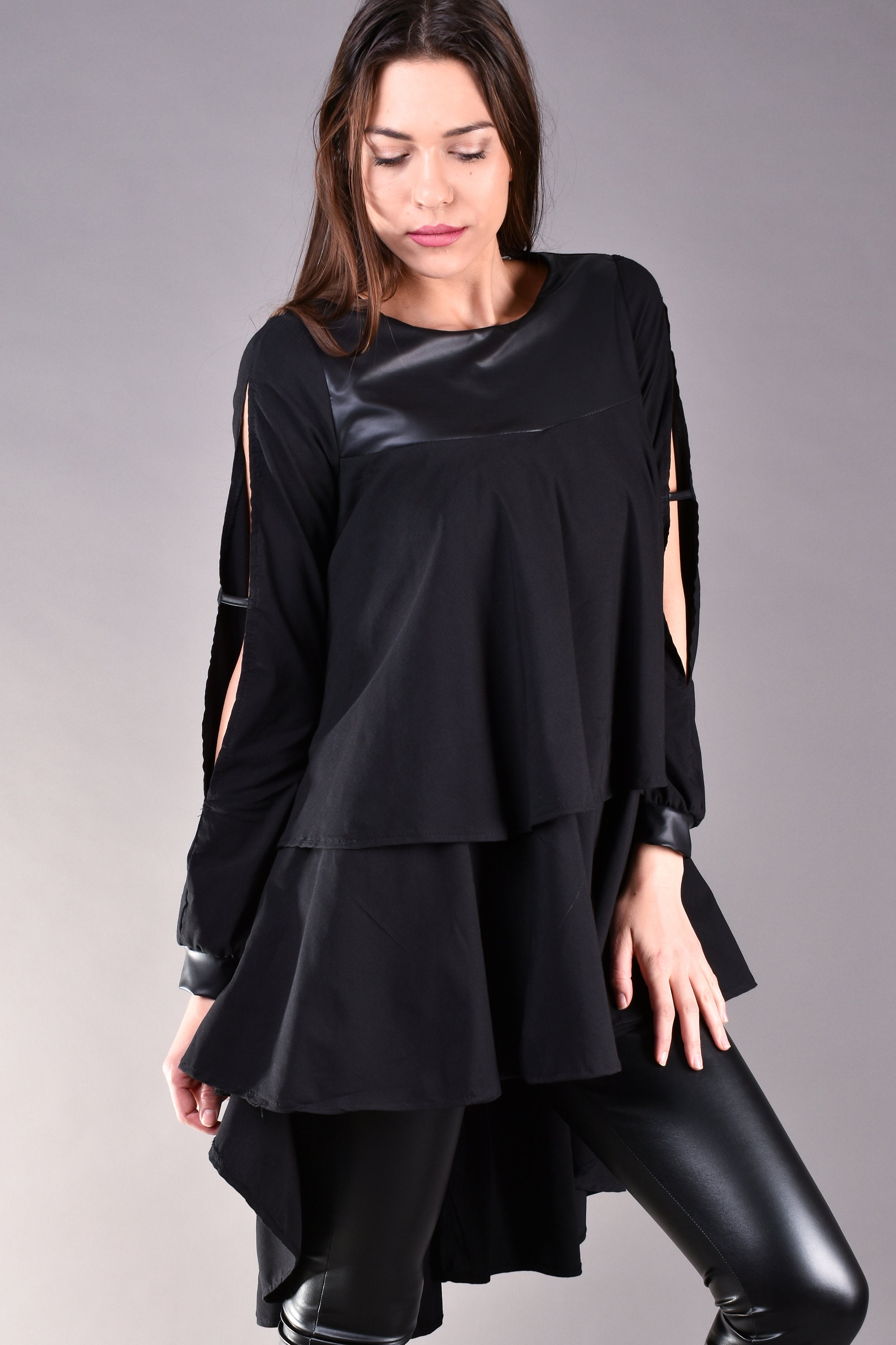 Loose Black Tunic, Oversized Tunic, Tunic, Plus Size Tunic, Black Top ...
