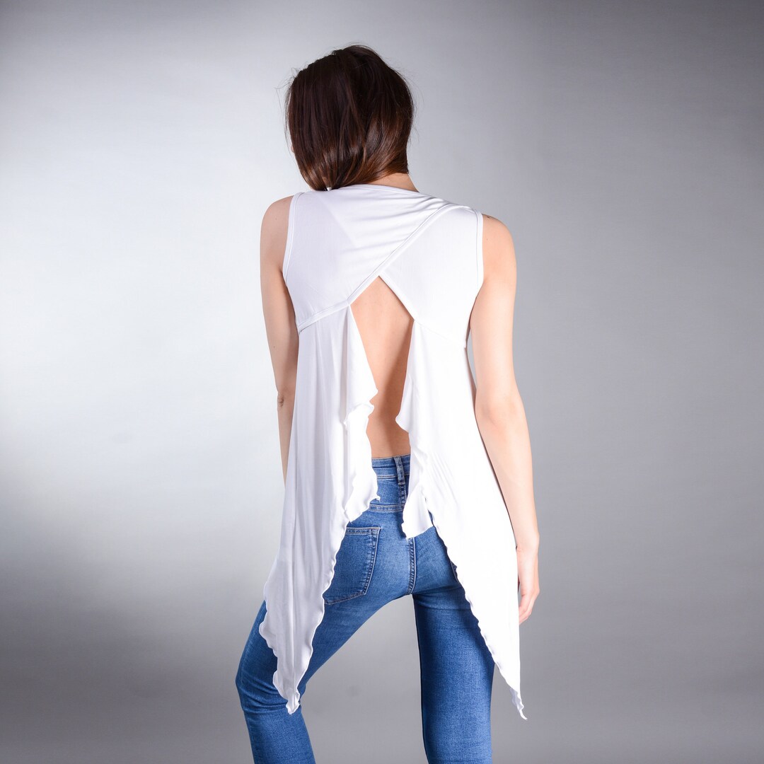 Tank Top, Asymmetrical Top, Open Back Top, Women's Top, Boho Top, Plus ...