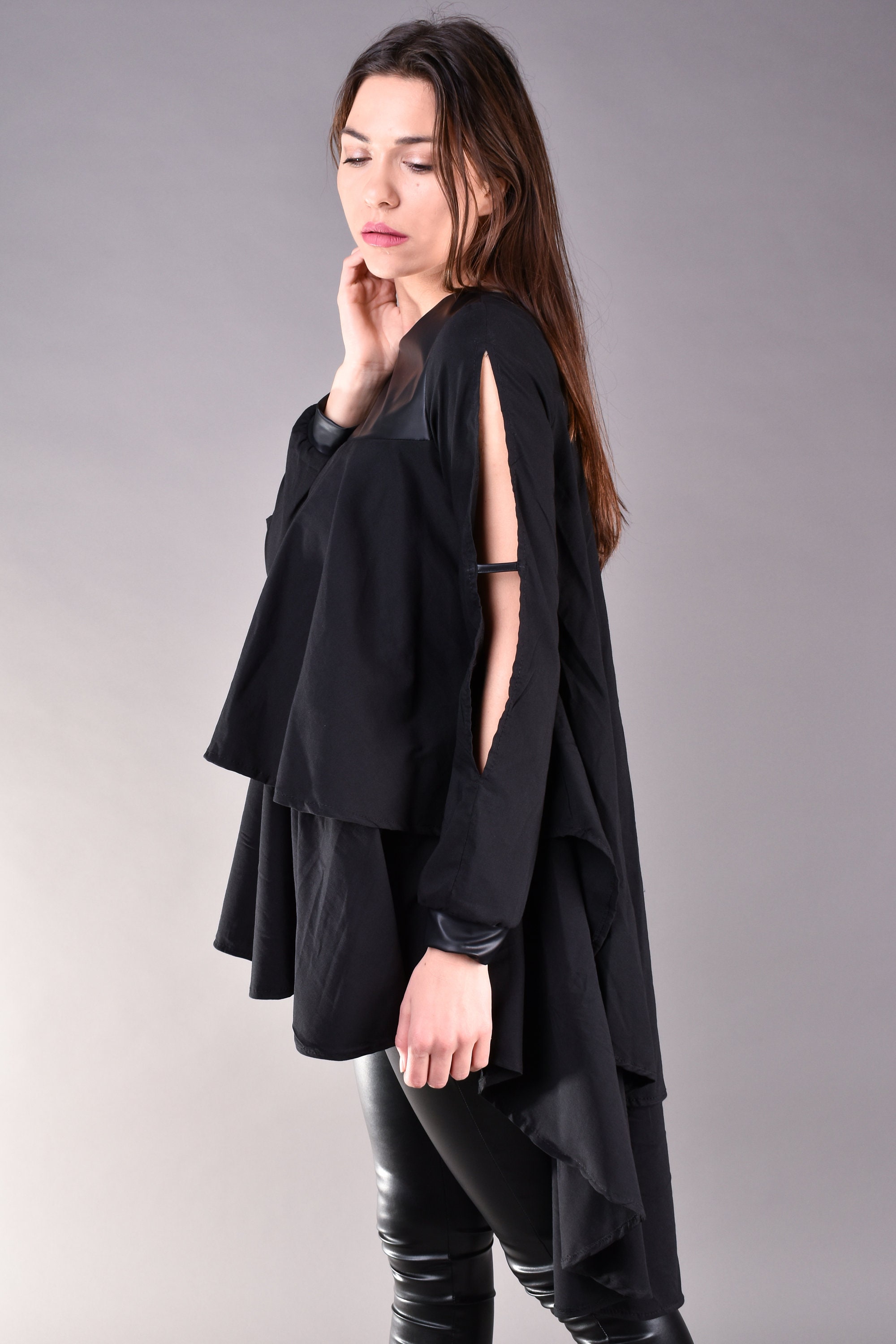 Loose Black Tunic, Oversized Tunic, Tunic, Plus Size Tunic, Black Top ...