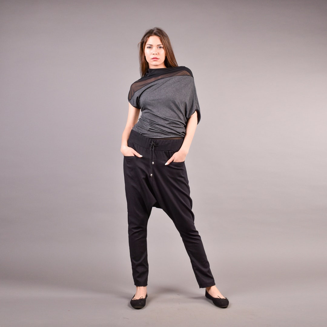 Drop Crotch, Plus Size, Harem Pants, Black Pants, Linen Pants, Linen ...