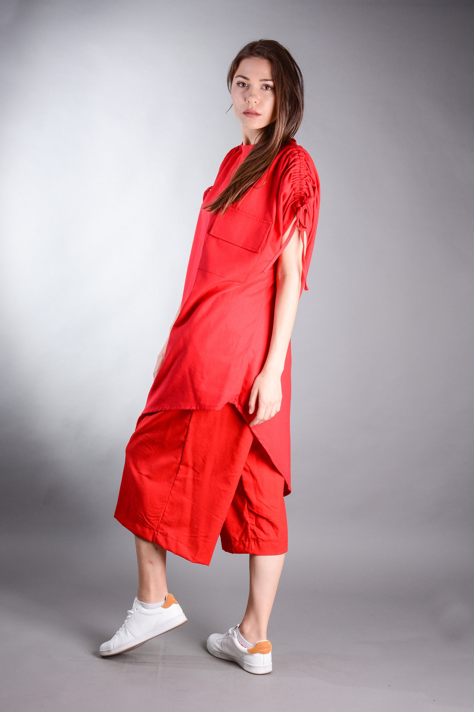 Linen Set, Red Linen Top, Red Linen Pants, Plus Size Linen, Linen ...