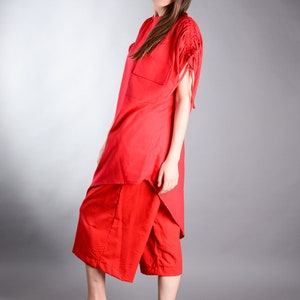 Linen Set, Red Linen Top, Red Linen Pants, Plus Size Linen, Linen ...