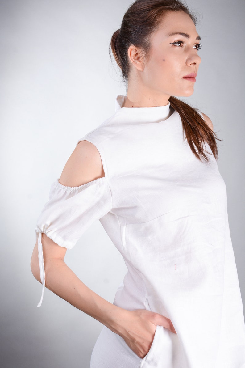 White Linen Dress, Linen Clothing, Summer Dress, Boho Dress, Plus Size ...