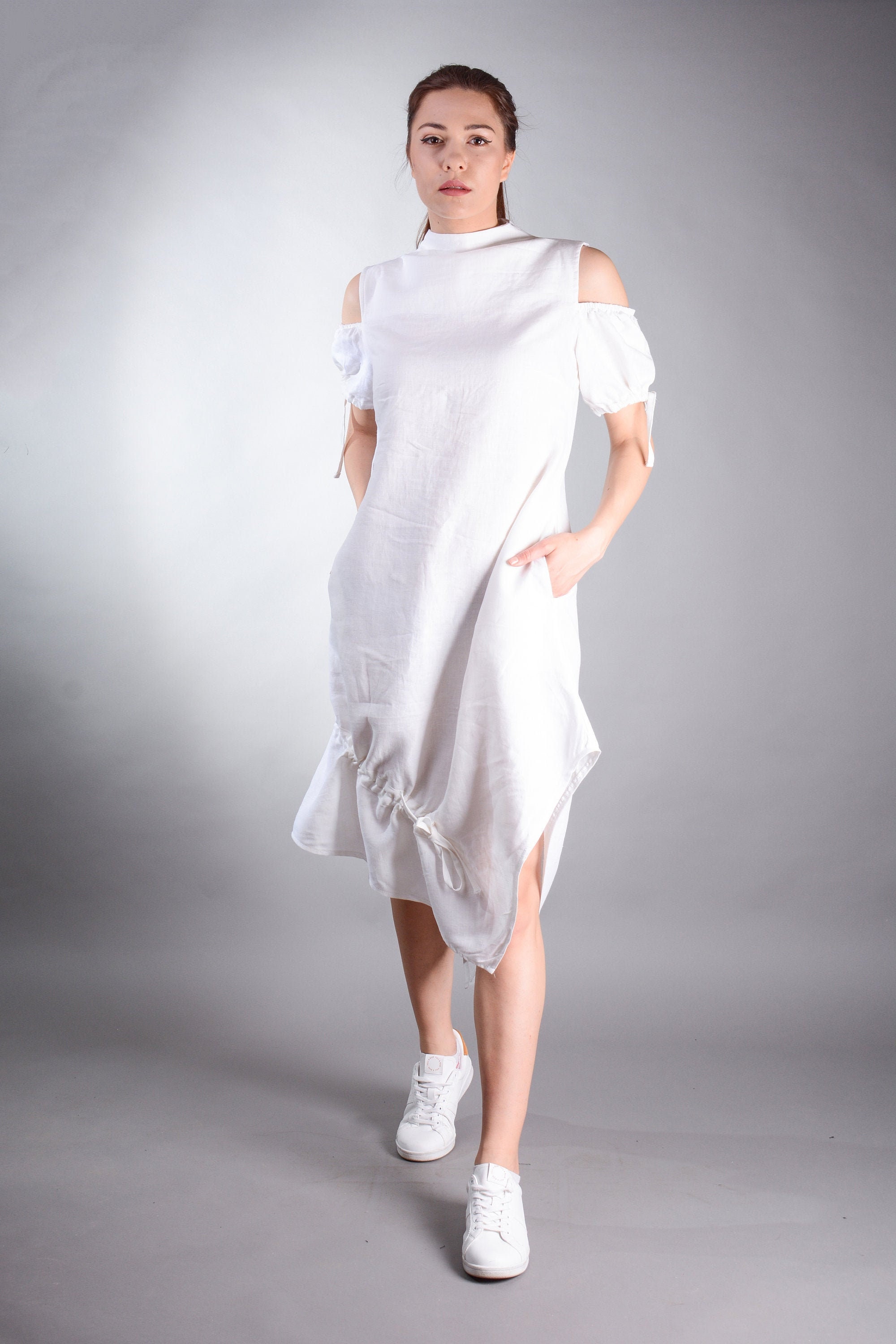 White Linen Dress, Linen Clothing, Summer Dress, Boho Dress, Plus Size ...
