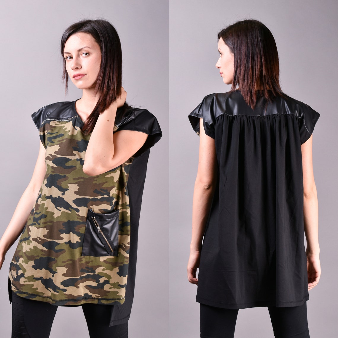 Camo, Maxi Tunic Top, Loose Tunic, Tunic Top, Camouflage, Tunic Plus ...