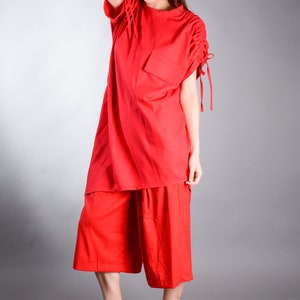 Linen Set, Red Linen Top, Red Linen Pants, Plus Size Linen, Linen ...