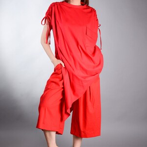 Linen Set, Red Linen Top, Red Linen Pants, Plus Size Linen, Linen ...