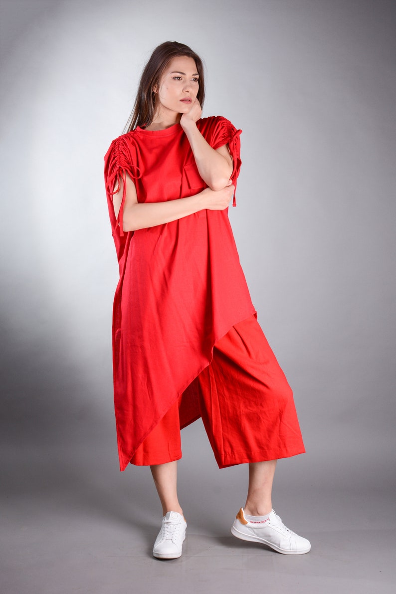 Linen Set, Red Linen Top, Red Linen Pants, Plus Size Linen, Linen ...