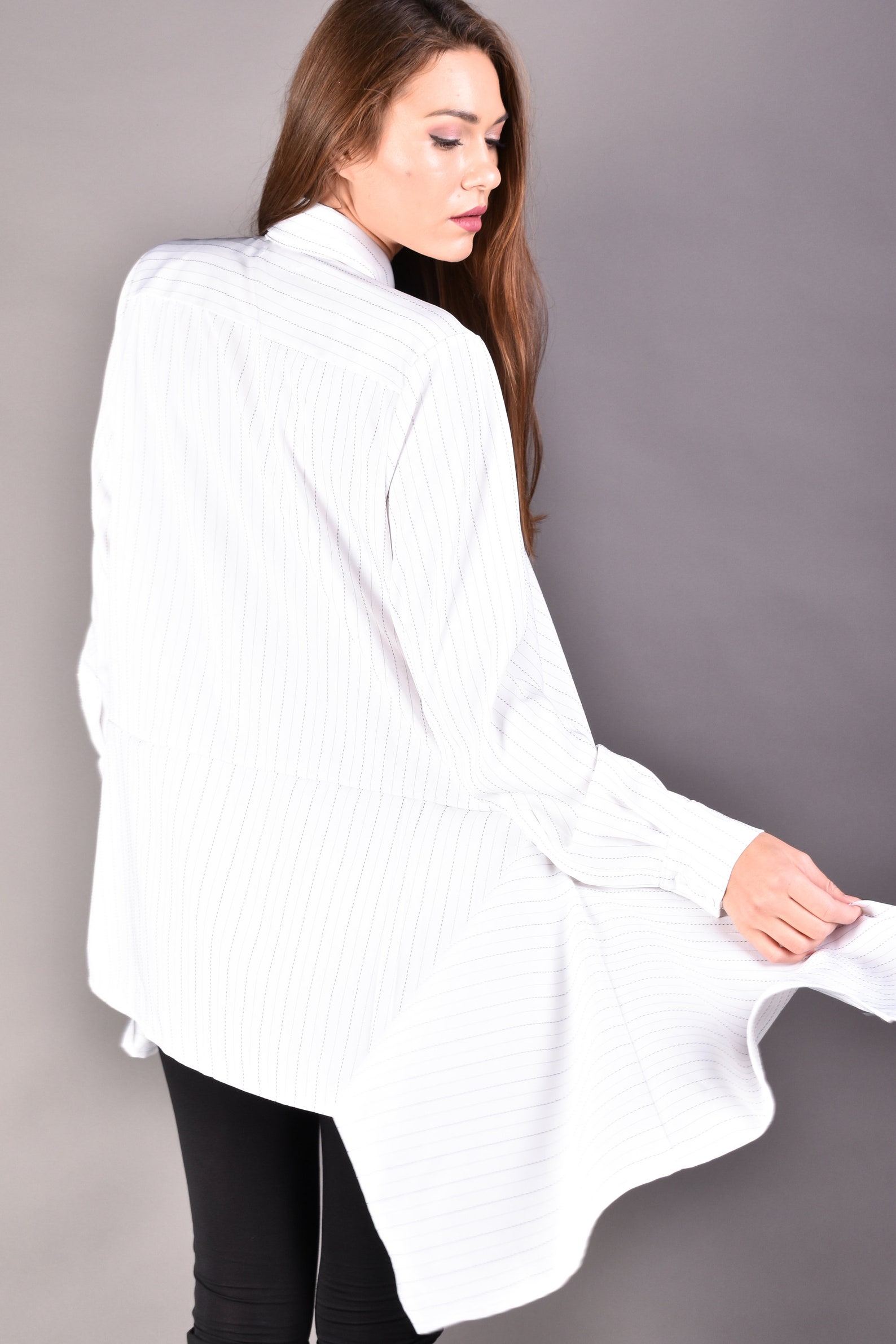 Leyered Oversize White Loose Shirt Long Sleeve Asymmetrical - Etsy