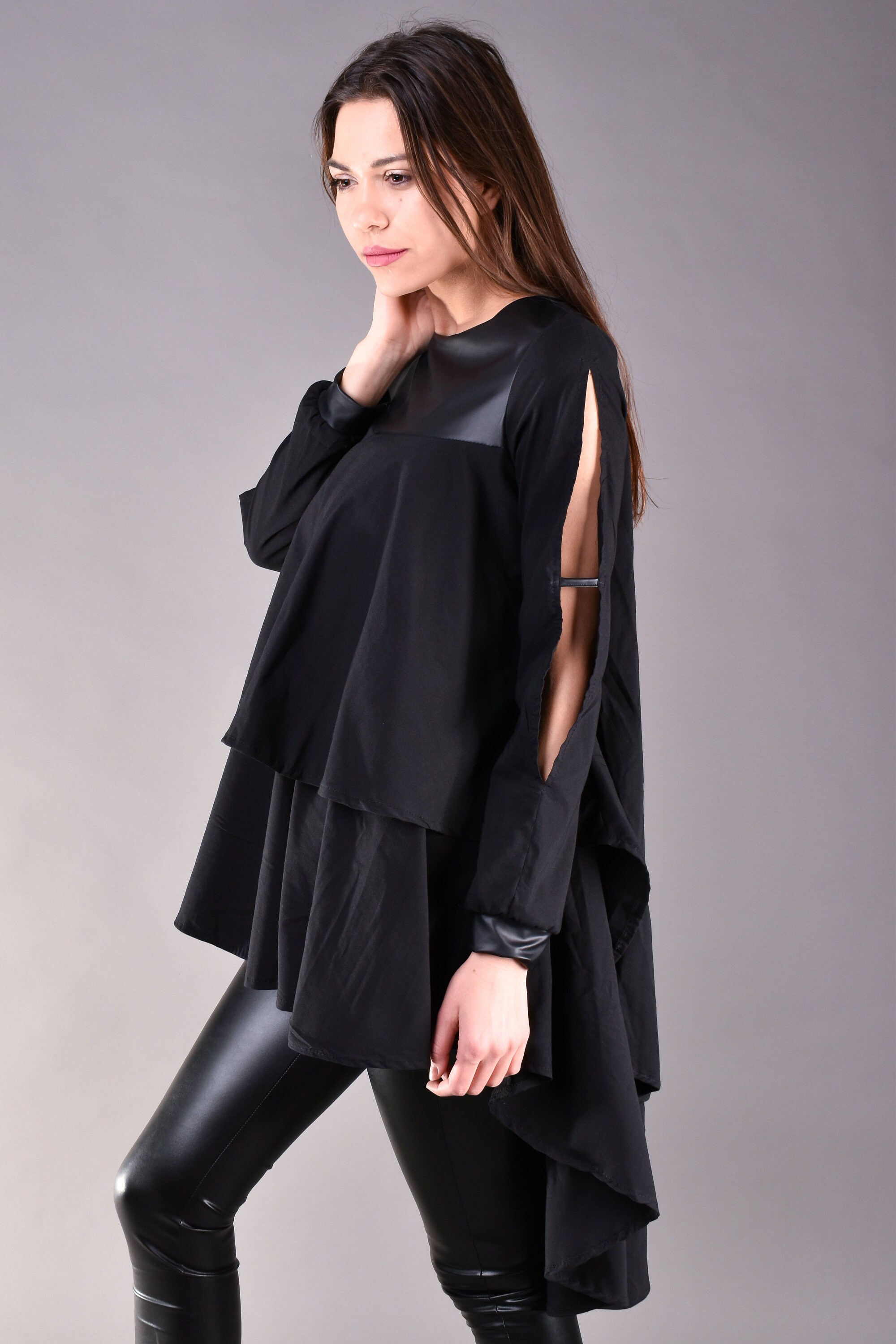 Loose Black Tunic, Oversized Tunic, Tunic, Plus Size Tunic, Black Top ...