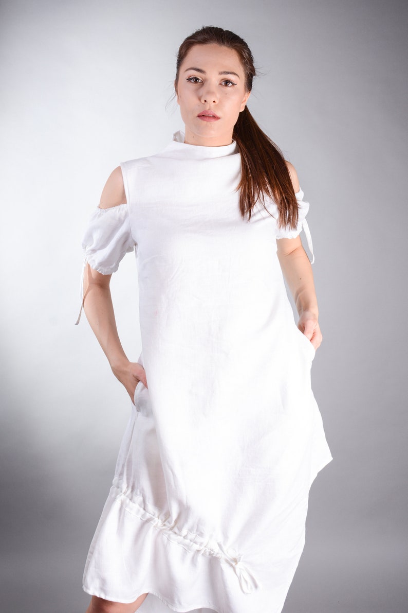 White Linen Dress, Linen Clothing, Summer Dress, Boho Dress, Plus Size ...