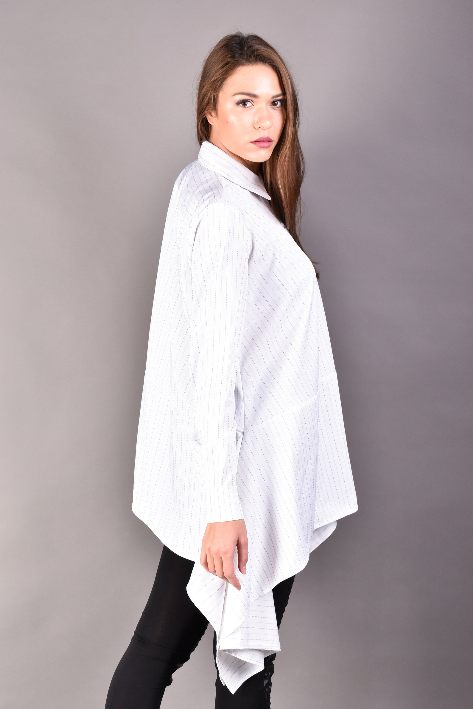 Leyered Oversize White Loose Shirt Long Sleeve Asymmetrical - Etsy