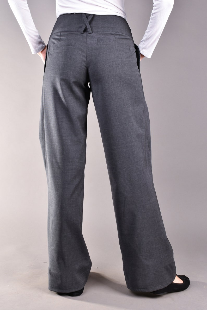 Wide Leg Trousers Loose Grey Pants Long Maxi Pants Casual - Etsy