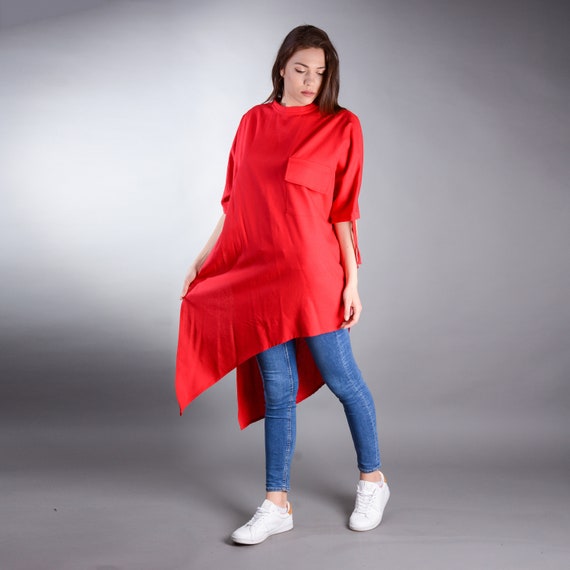 Red Tunic Linen Tunic Plus Size Linen Plus Size Tunic Red | Etsy