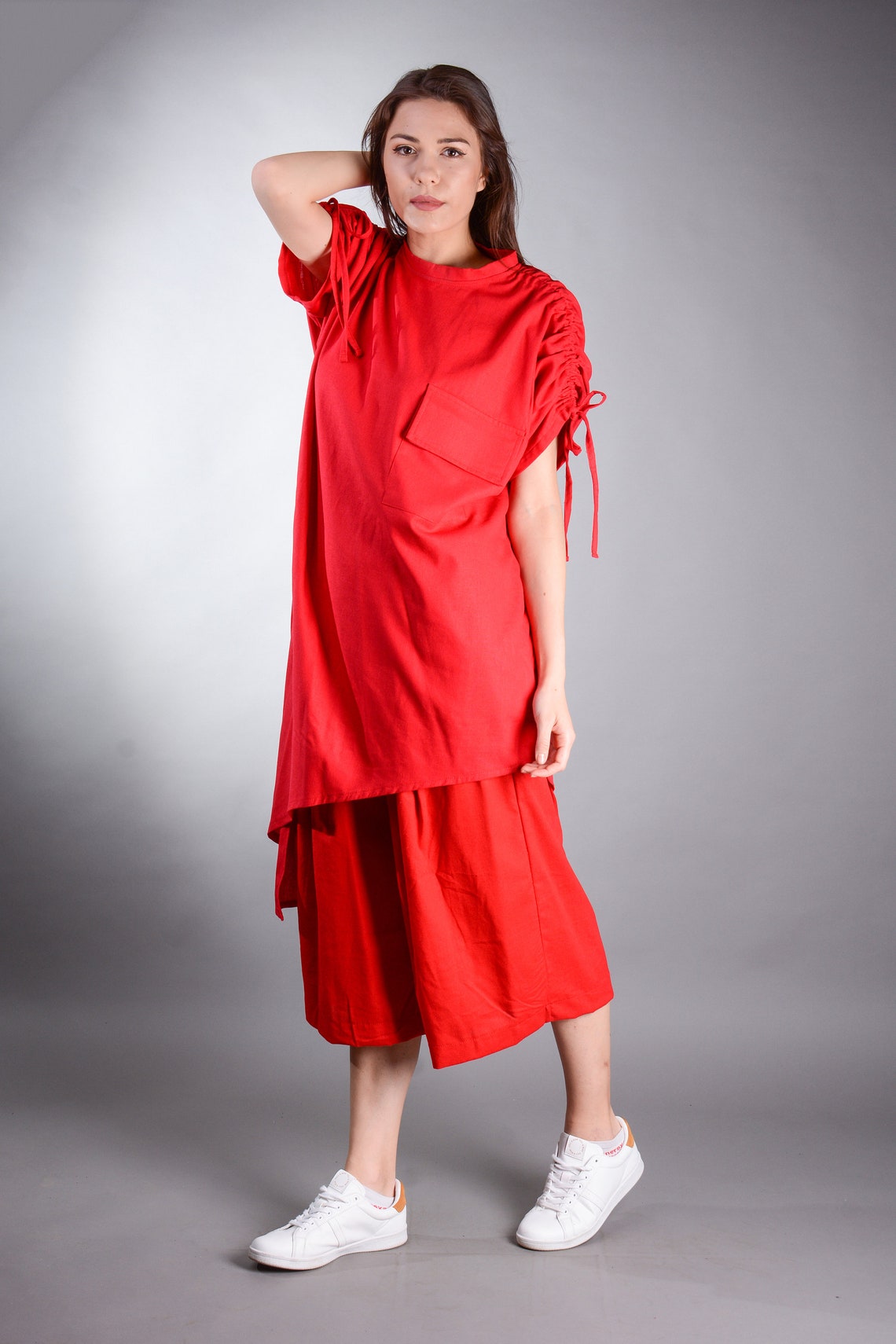 Linen Set, Red Linen Top, Red Linen Pants, Plus Size Linen, Linen ...