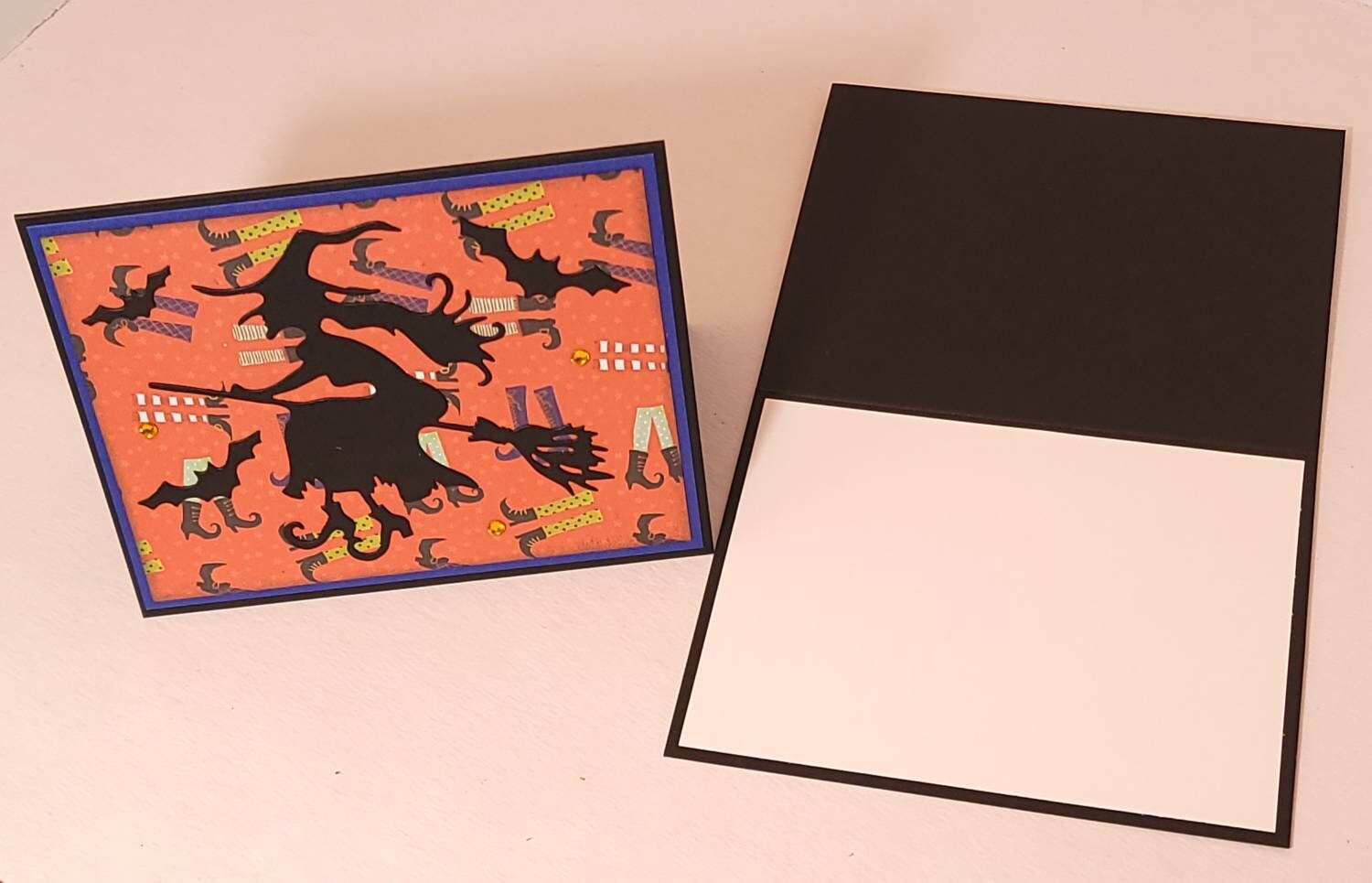 Handmade Witch Halloween Cards Set of 4 Flying Witch Happy - Etsy