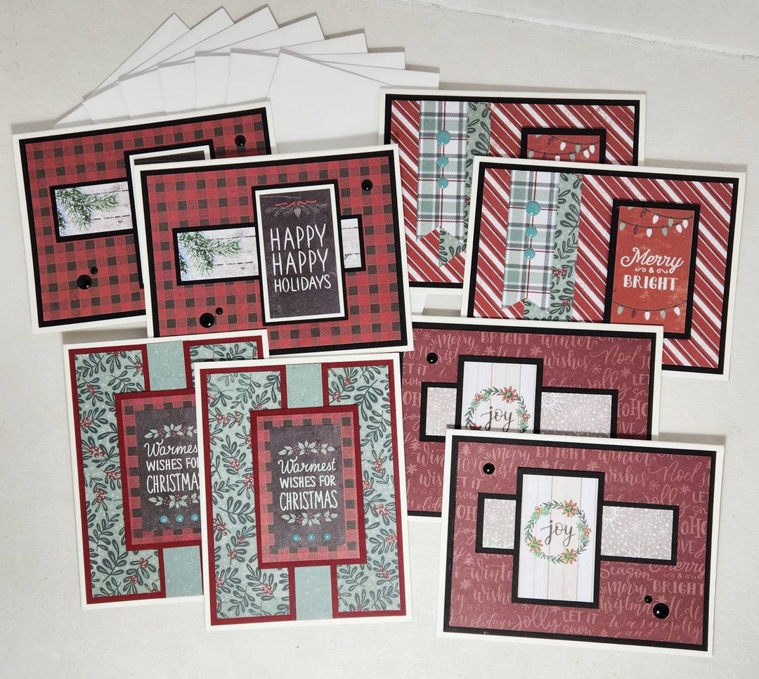 Handmade Christmas Cards, Set of 8, Card Set, Note Cards, Christmas ...