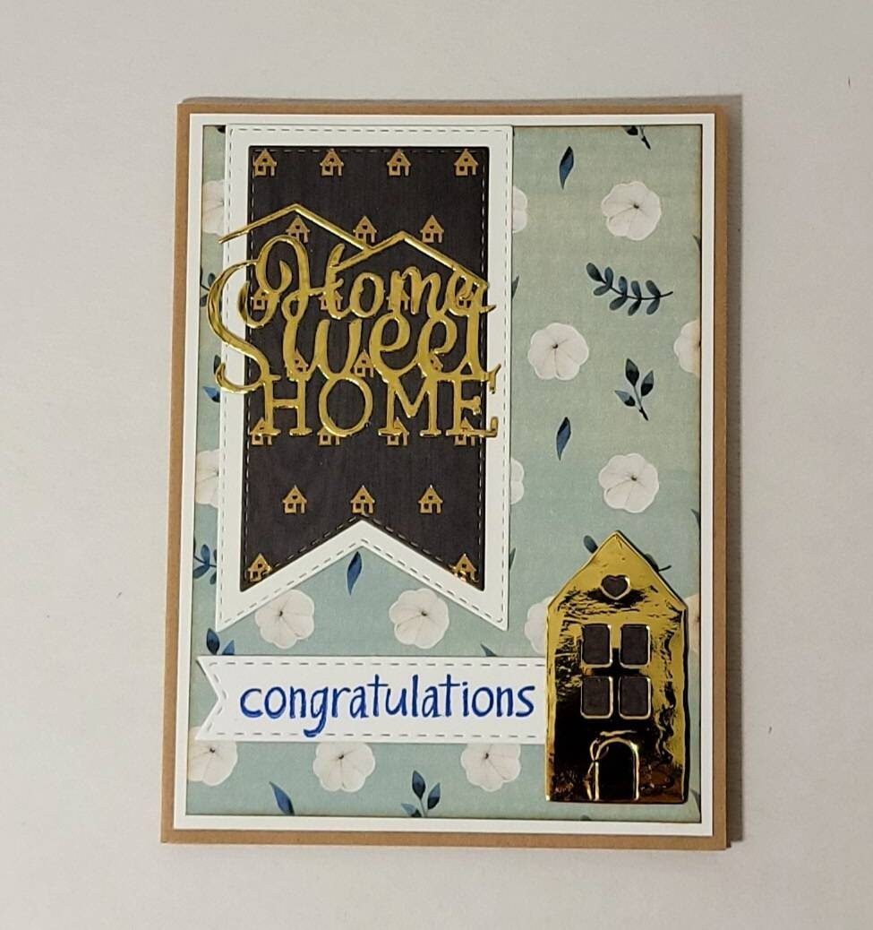 Handmade New Home Card, Gold House Embellishment - Etsy