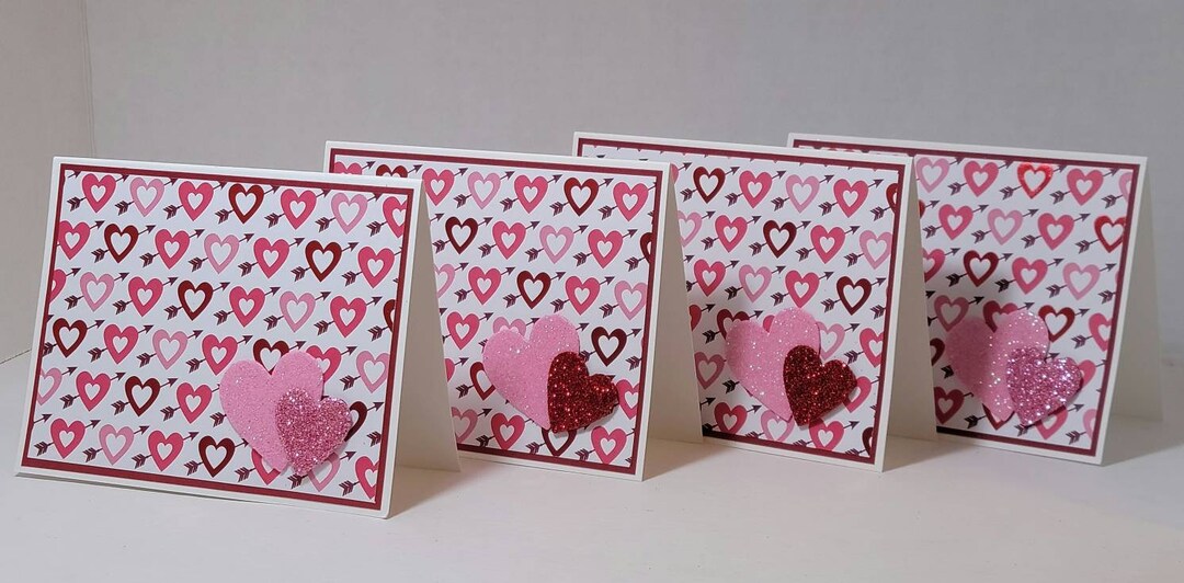 Valentine's Day Cards, Set of 4, Hearts, Glitter Hearts, Love, Special ...