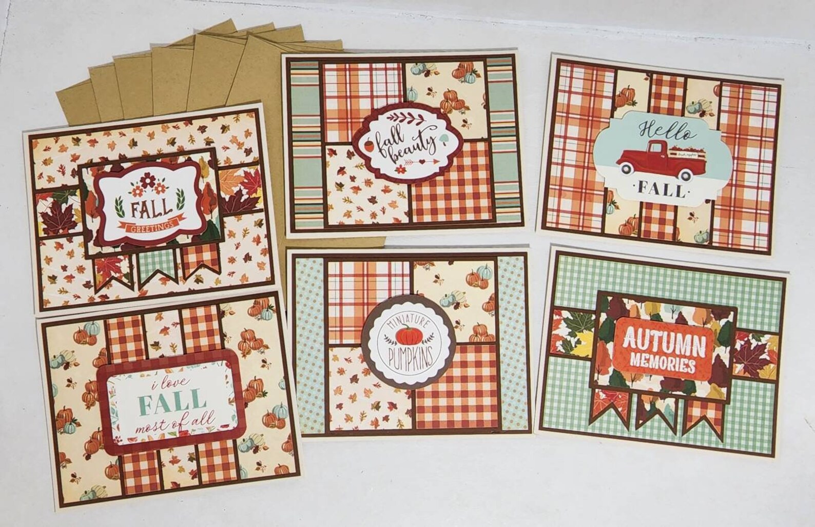 Handmade Fall Note Cards, Set of 6, Card Set, Note Cards, Thanksgiving ...