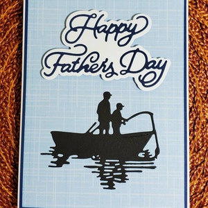 Father's Day Fishing Card, Silhouette Boat and Child - Etsy
