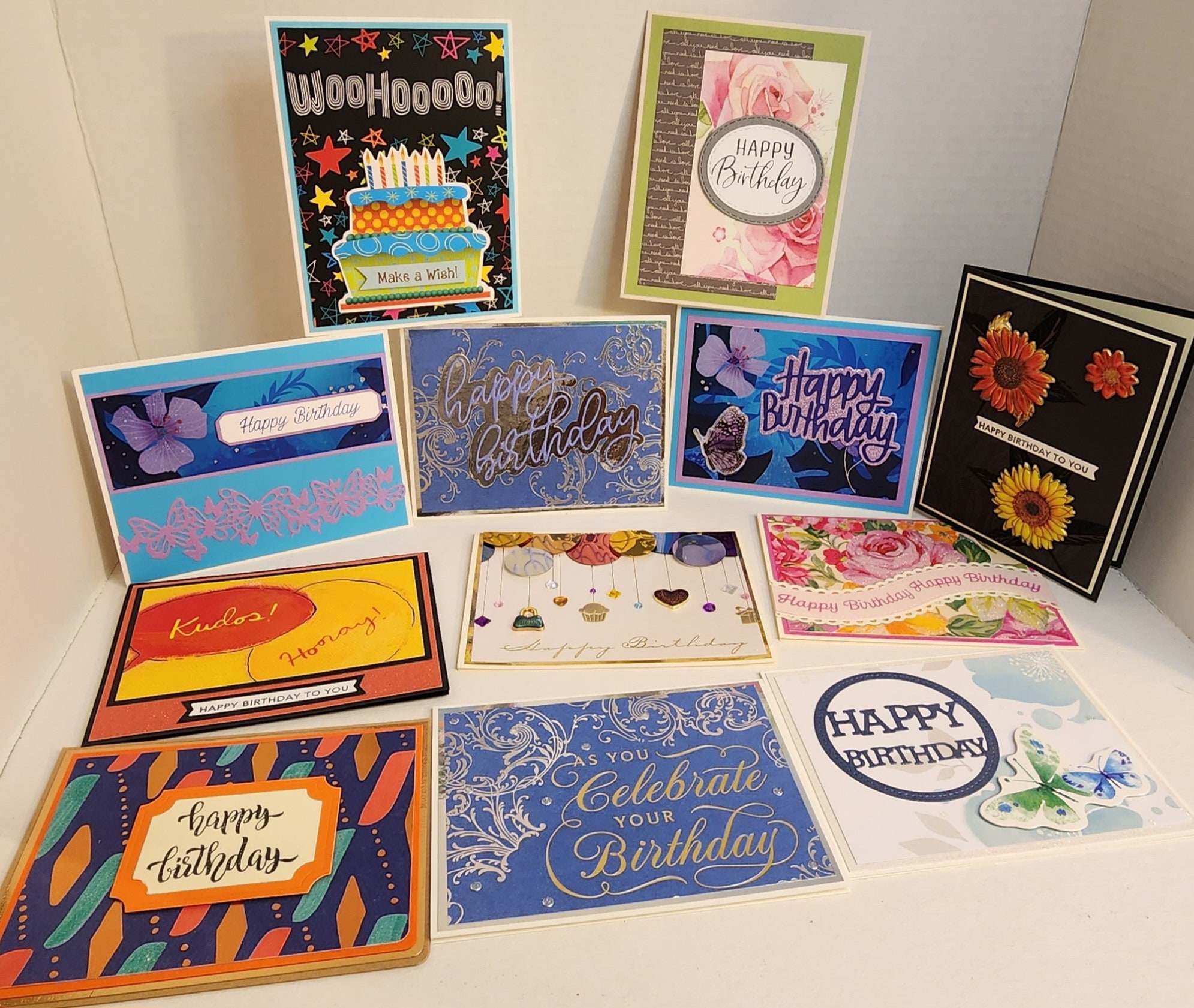 Handmade Birthday Cards Set of 12 Upcycled Cards Variety - Etsy