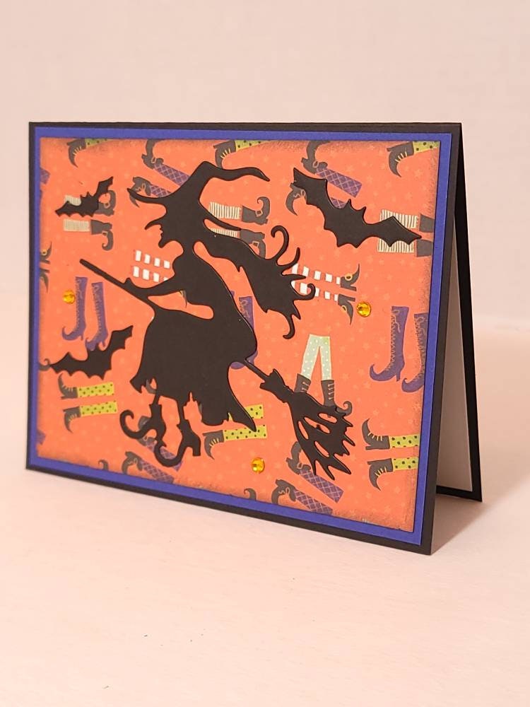 Handmade Witch Halloween Cards Set of 4 Flying Witch Happy - Etsy