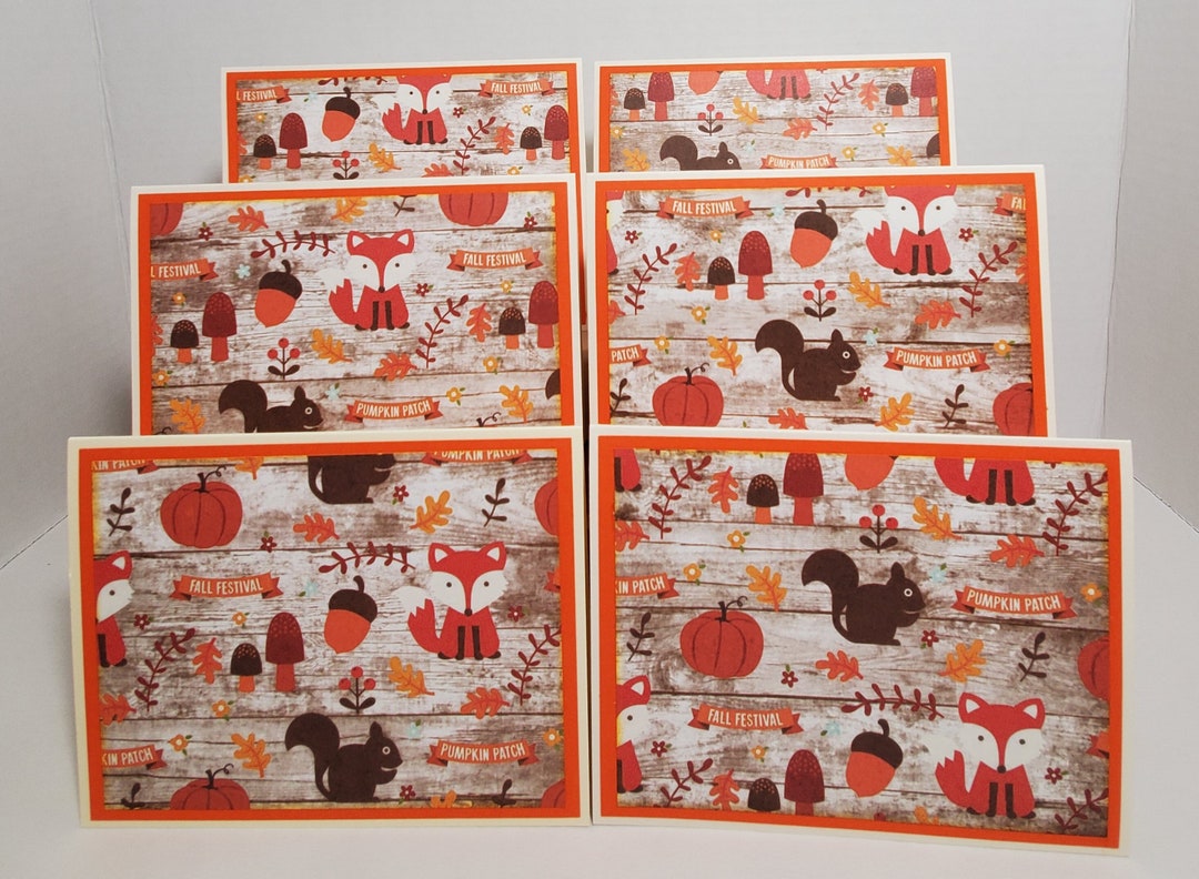 Handmade Fall Note Cards, Set of 6, Card Set, Note Cards, Thanksgiving ...