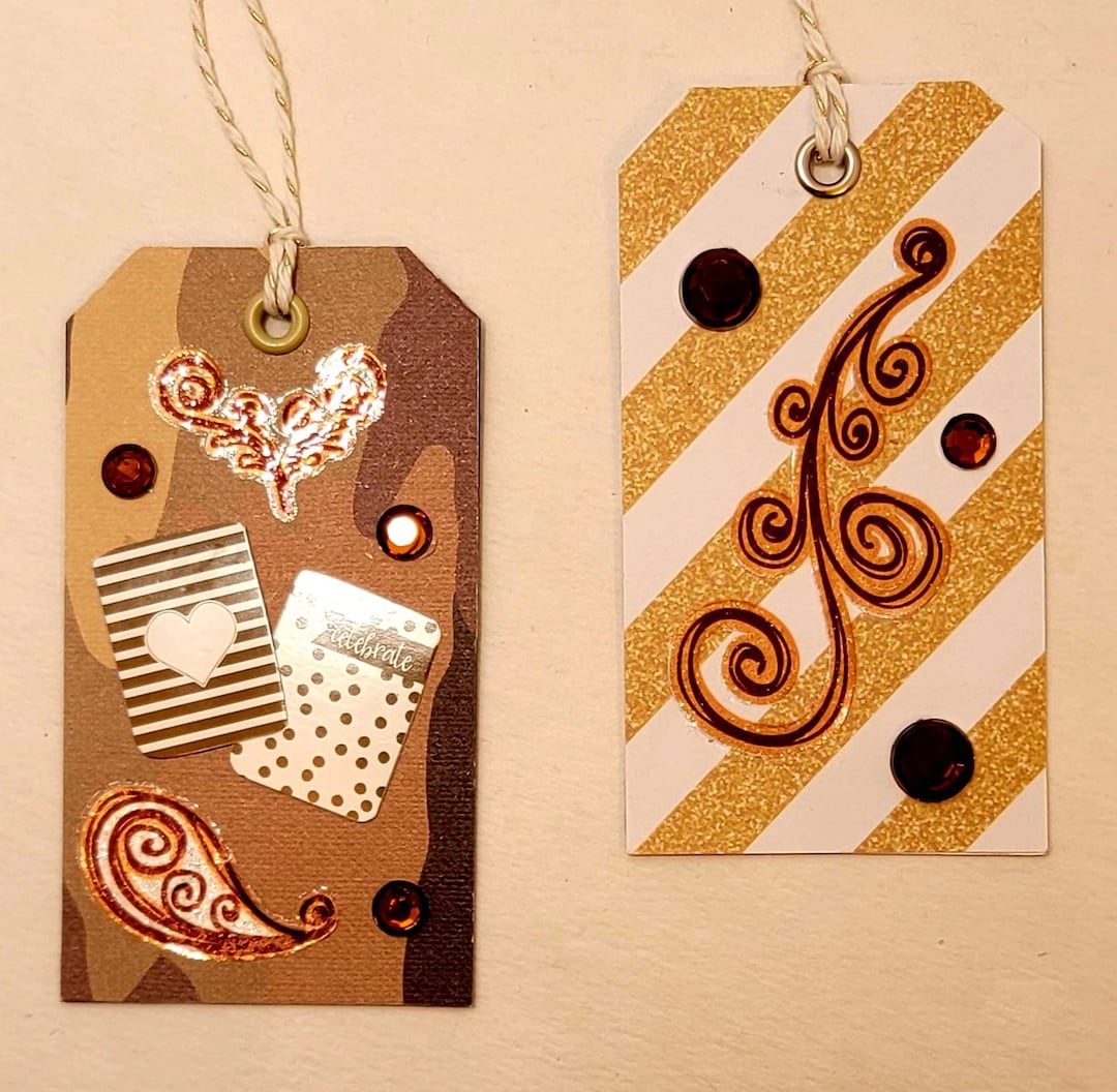 Handmade Embellished Gift Tags, Set of 2, Cardboard With Gems - Etsy