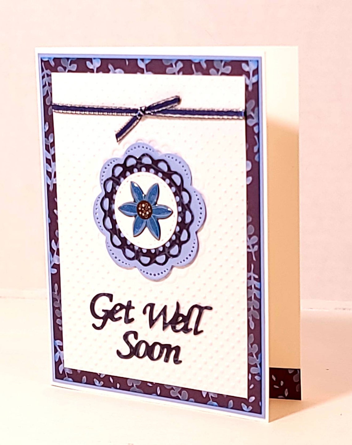 Handmade Get Well Card Blue Embossed Well Wishes - Etsy
