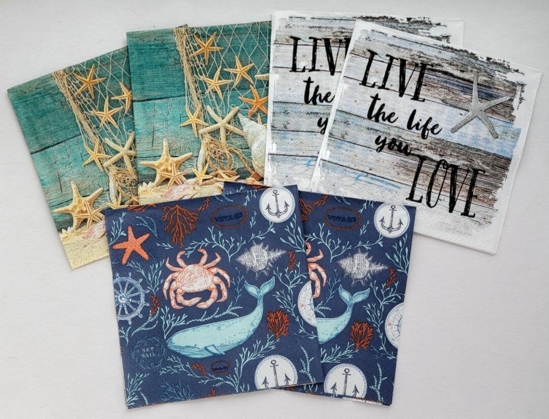 Sea Life Decoupage Paper Napkins, Ocean Theme, Scrapbooking (6 Pcs) - Etsy
