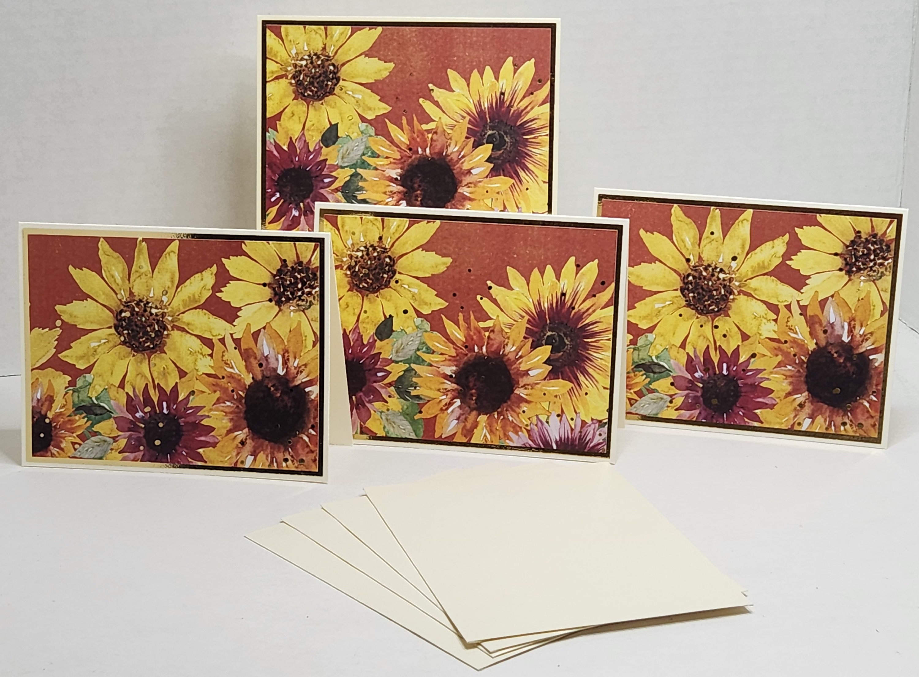 Sunflower Note Cards, Sun Flower Cards, Set of 4, Fall, Cozy, Fall ...