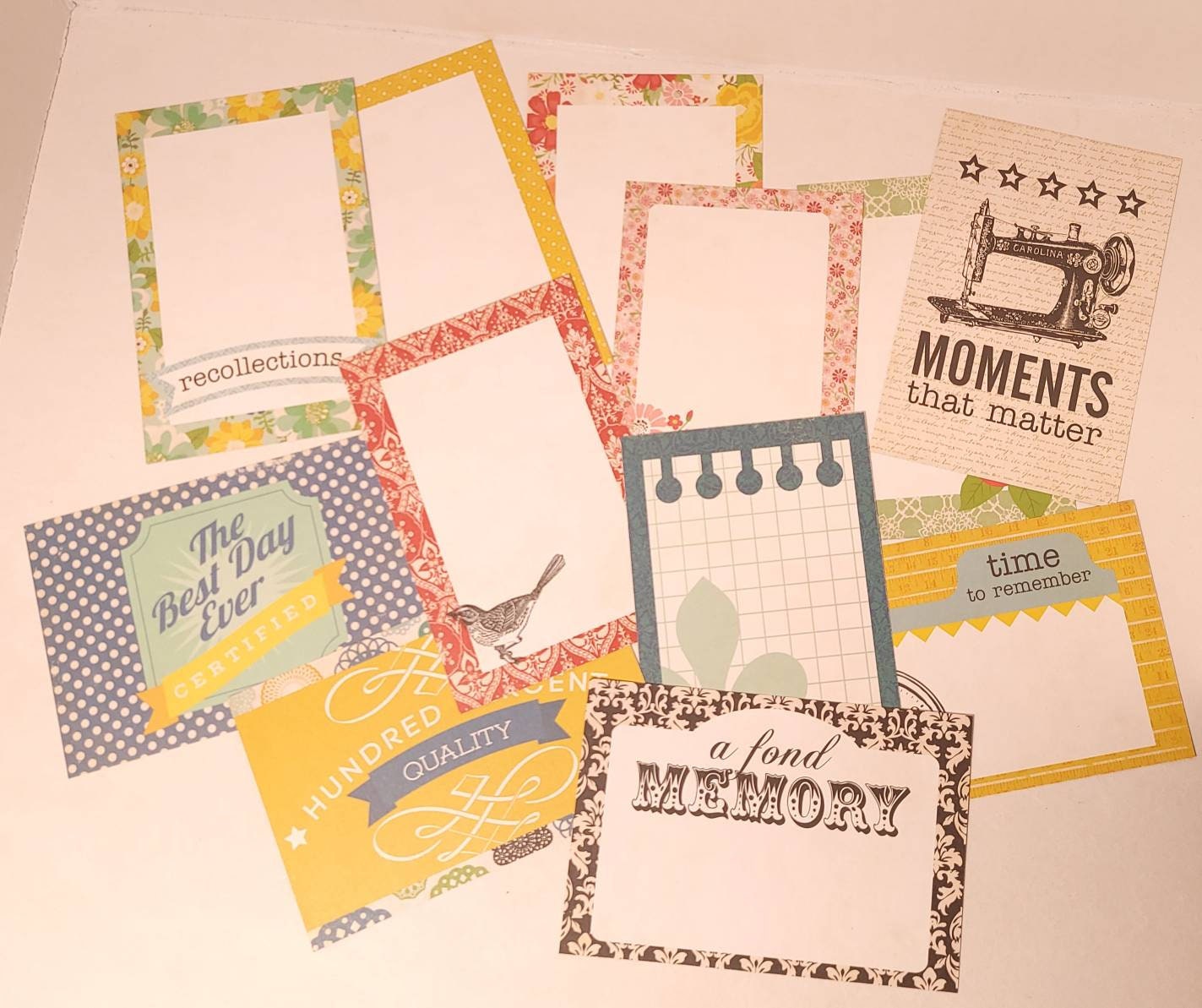 Journal Cards, Project Life Cards, Set of 12, Junk Journal ...