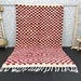 Large Red and White Checkered Rug, Moroccan Berber Checkered Rug ...