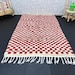Large Red and White Checkered Rug, Moroccan Berber Checkered Rug ...