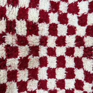 Large Red and White Checkered Rug, Moroccan Berber Checkered Rug ...