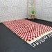 Large Red and White Checkered Rug, Moroccan Berber Checkered Rug ...