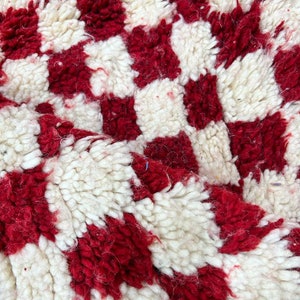Large Red and White Checkered Rug, Moroccan Berber Checkered Rug ...