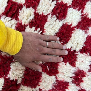 Large Red and White Checkered Rug, Moroccan Berber Checkered Rug ...