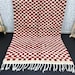 Large Red and White Checkered Rug, Moroccan Berber Checkered Rug ...