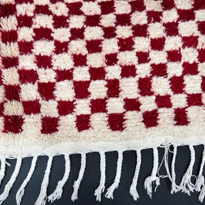 Large Red and White Checkered Rug, Moroccan Berber Checkered Rug ...
