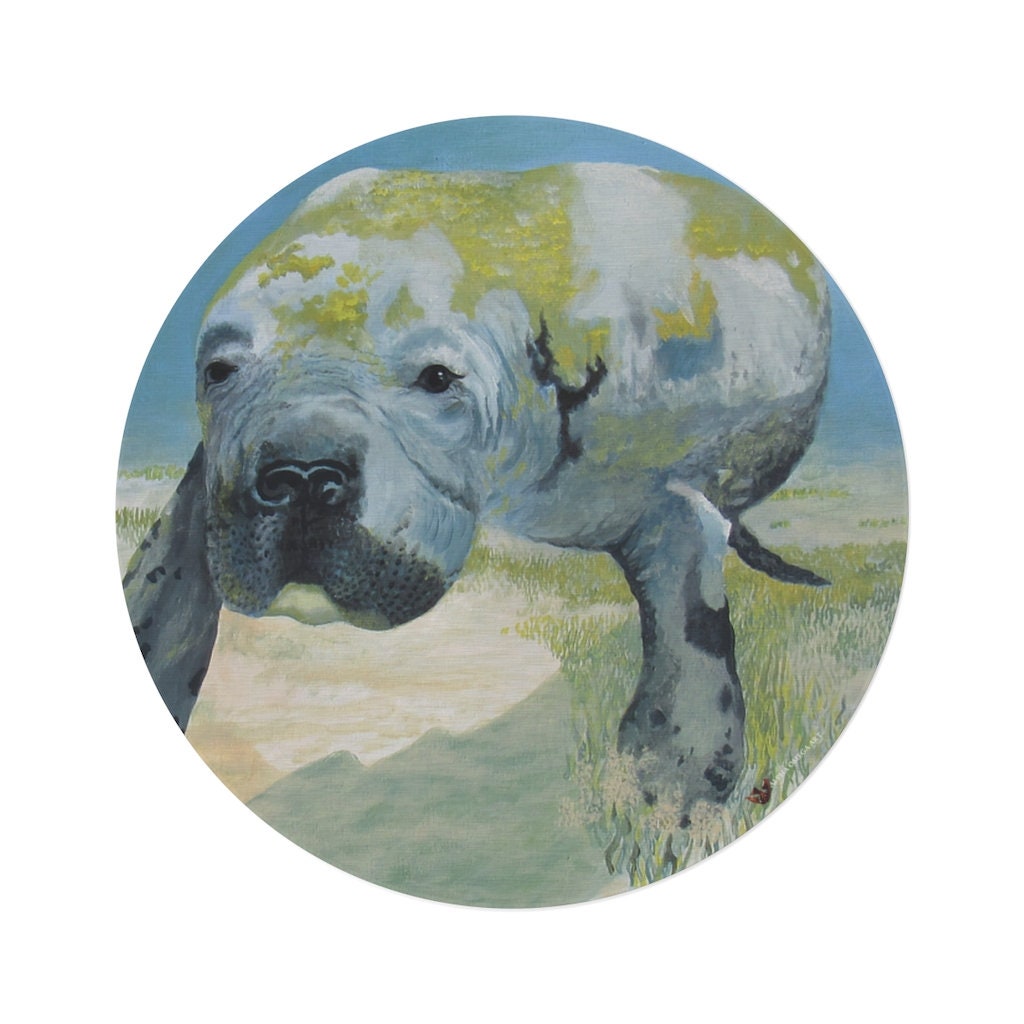 Manatee Coastal Art Round Circular Area Rug - Etsy