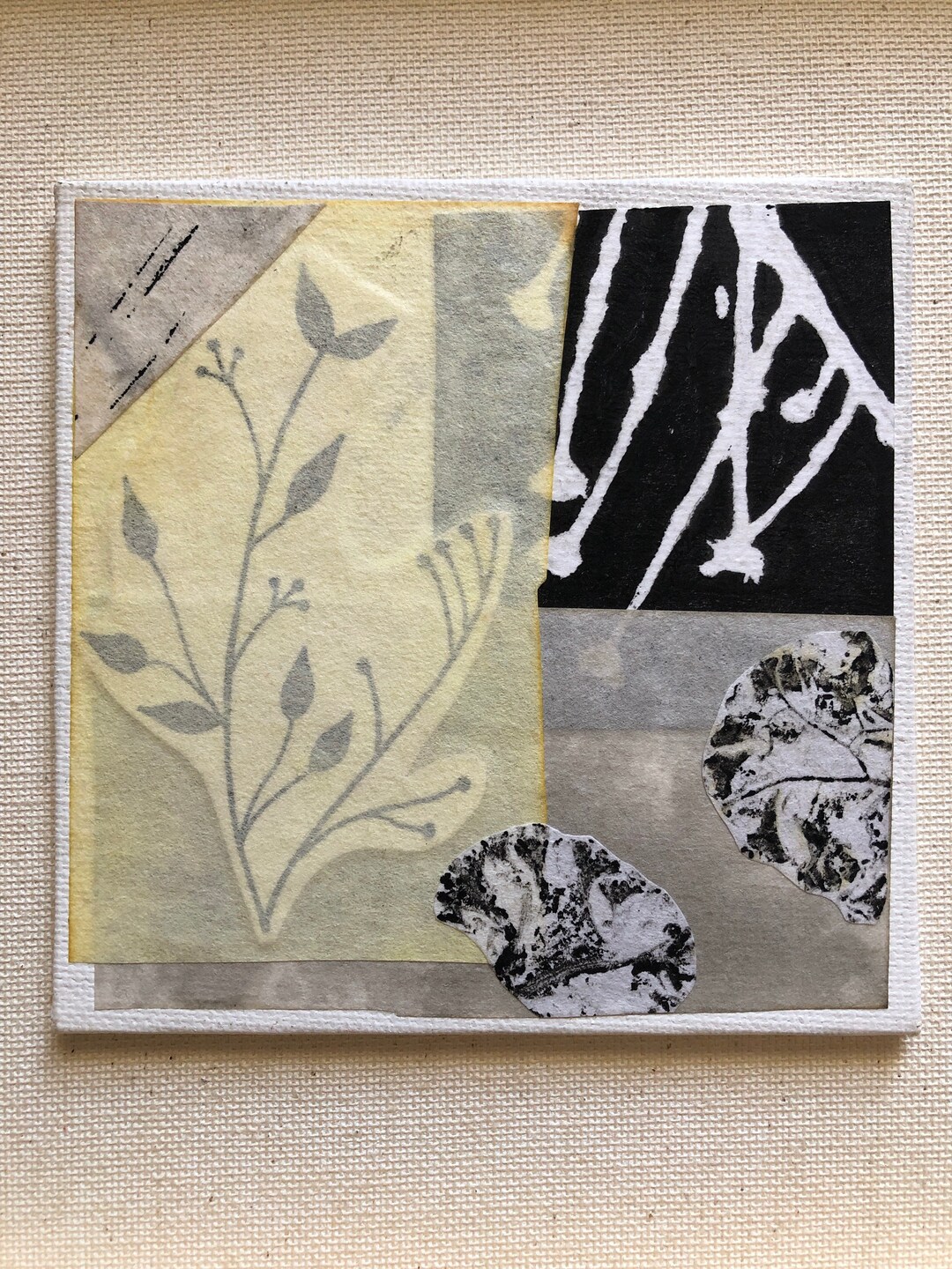 Small Collage Panel, Monotype Print, Natural Dyes, Canvas Panel - Etsy
