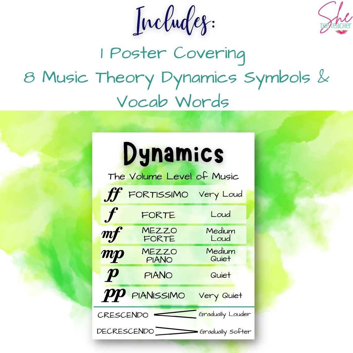 Elements of Music Posters - BUNDLE - Watercolor Theme | Music Classroom ...